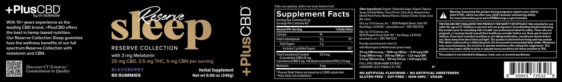 +PlusCBD Reserve Sleep Gummies 60CT - Certificate of Analysis