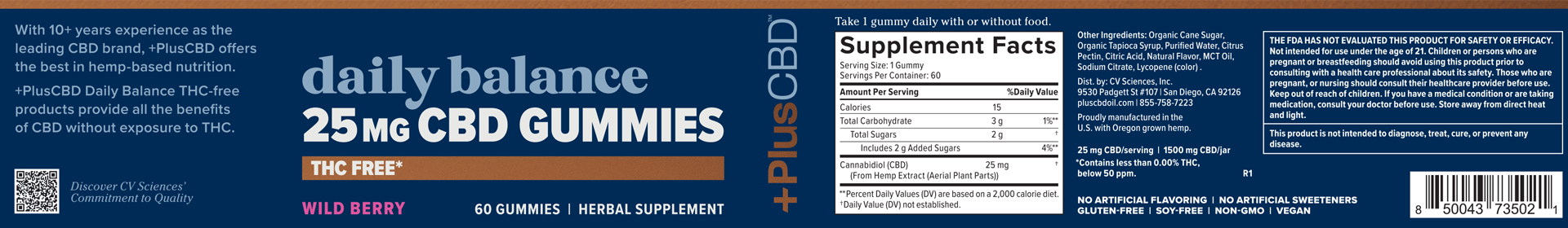 +PlusCBD THC-Free CBD Gummies 60ct Wild Berry - Certificate of Analysis