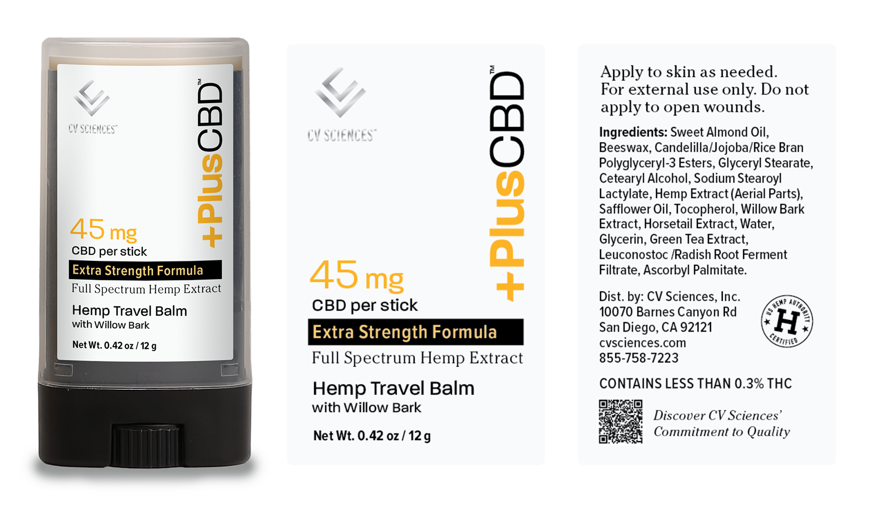 PlusCBD Oil Balms - Travel Size 45mg Gold Formula